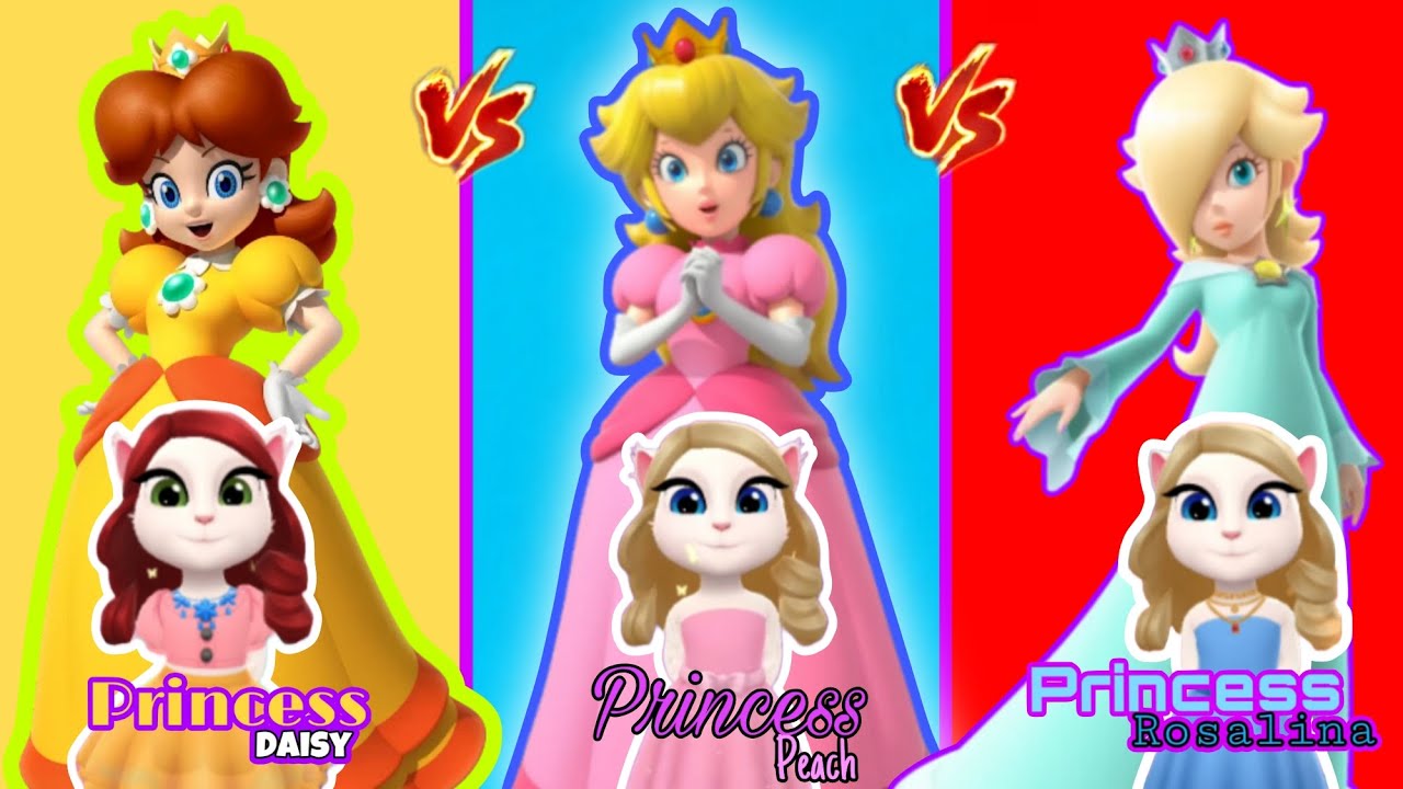 My talking angela 2 Princess Daisy VS Peach VS Rosalina - YouTube