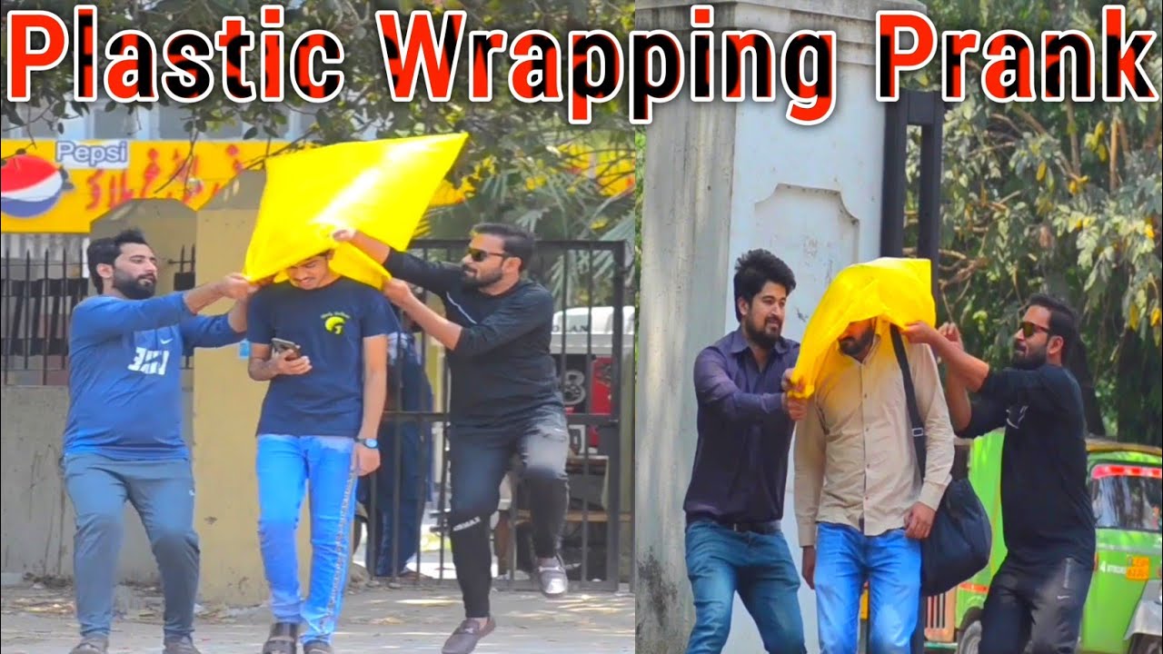 Plastic Wrapping on people Prank||Covering Strangers with Plastic bag ...