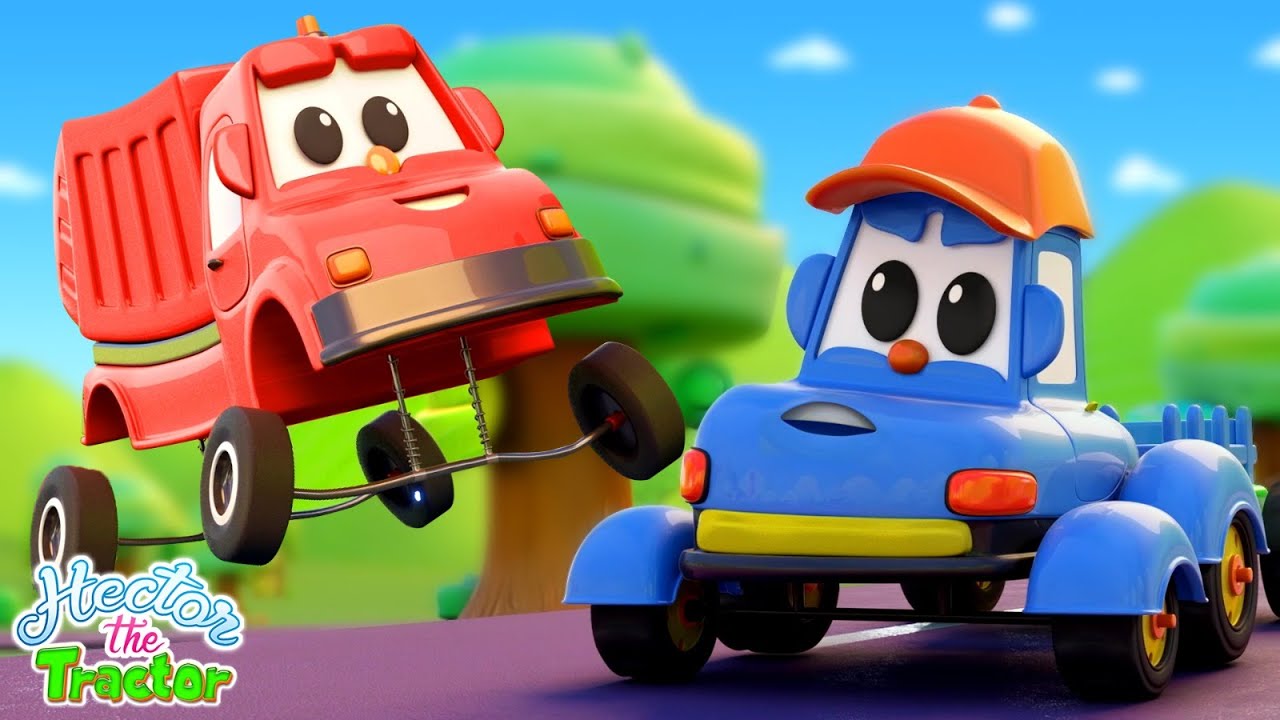 Five Little Garbage Trucks, Hector the Tractor Vehicle Song - YouTube