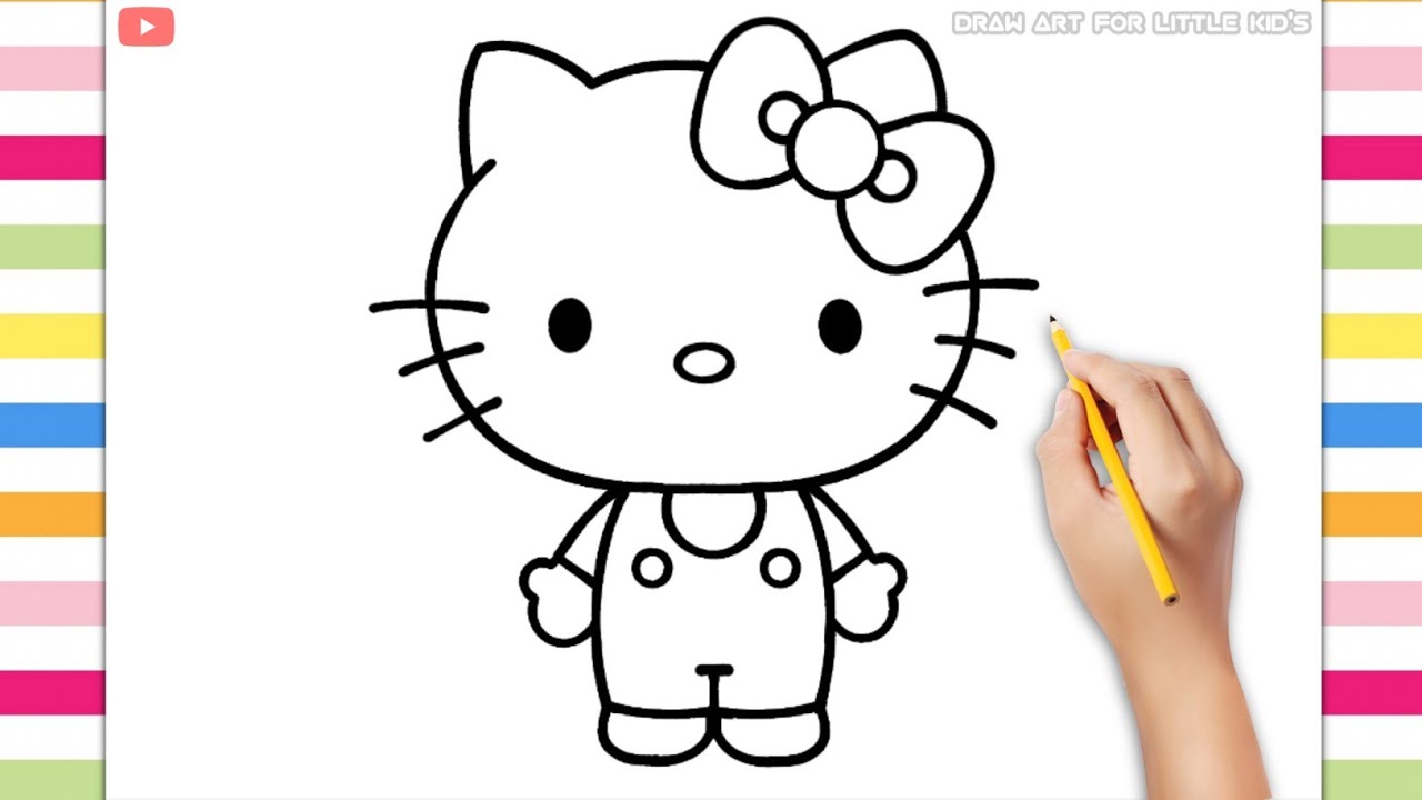 How to Draw Hello kitty Step by Step Easy Drawing for Kids and Toddlers ...