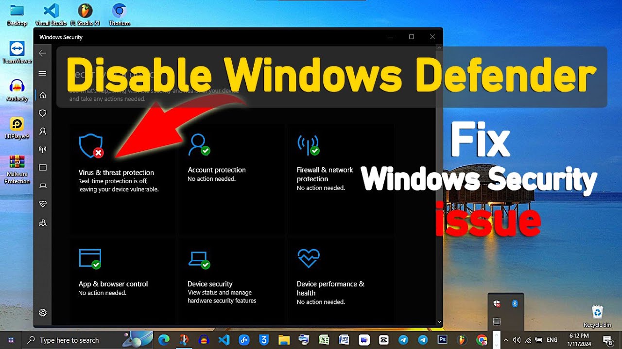 How to disable Windows Security | how to turn off Windows defender on ...