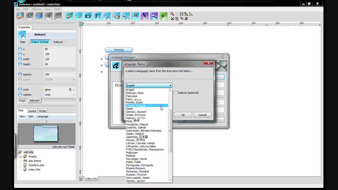 Tutorial • Creating Multilingual Buttons • Antenna Web Design Studio ...