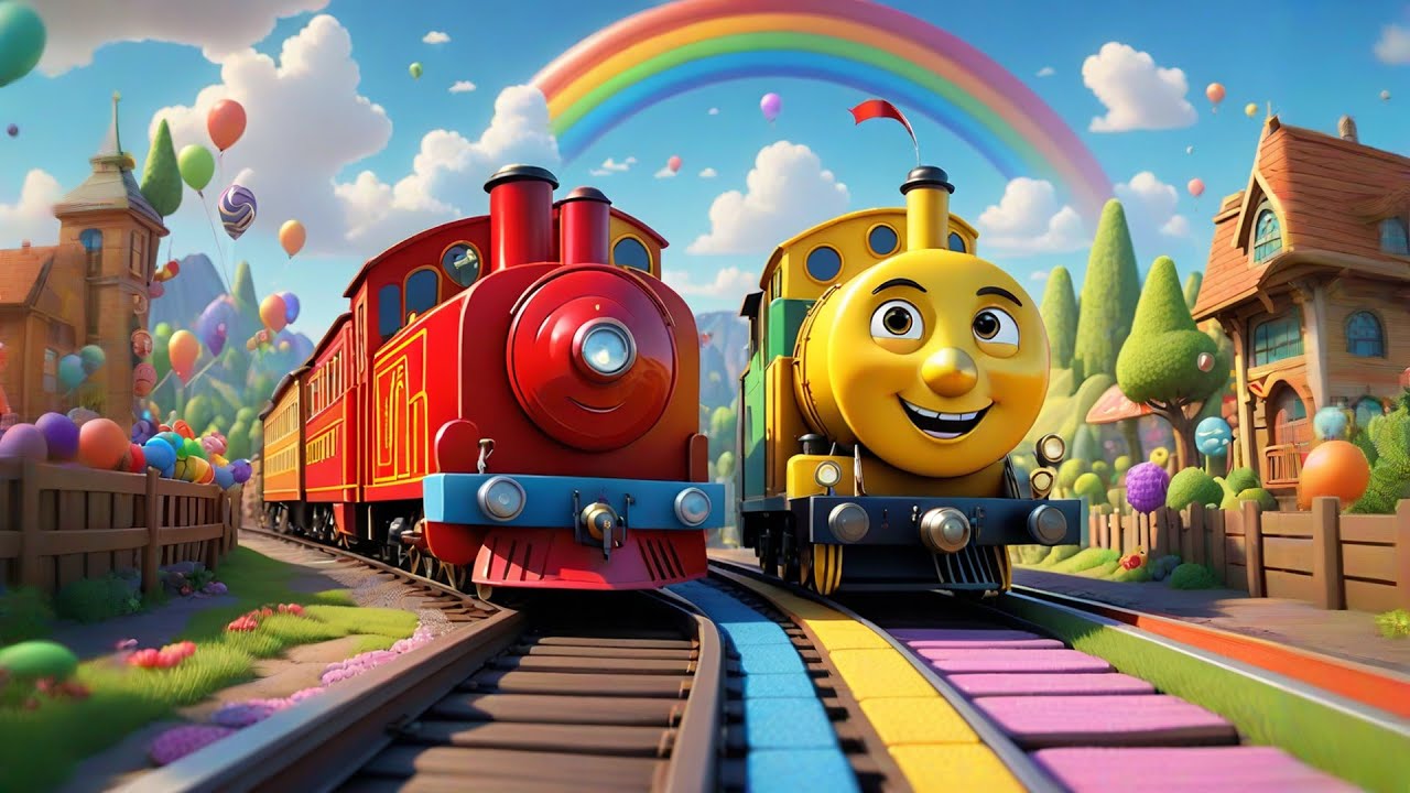 Five Toy Trains on a Rainbow Track | Counting and Colors Song for Kids ...