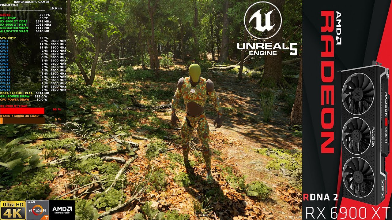 Unreal Engine 5 Realistic Forest Demo Very High Settings 4K | RX 6900 ...