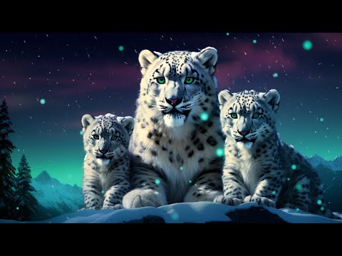 Northern Lights Meditation - Snow Leopard Visuals with Healing Ambient Sounds