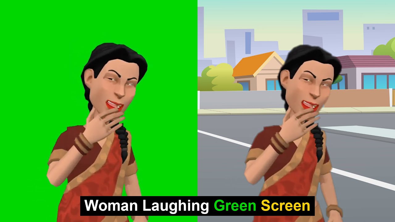 Woman Laughing Character Green Screen | Green Background Screen - YouTube
