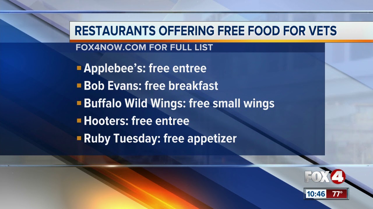 Restaurants offering free food for vets - YouTube