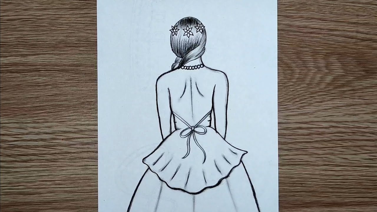 Girl from back side drawing || Easy drawings step by step || How to ...