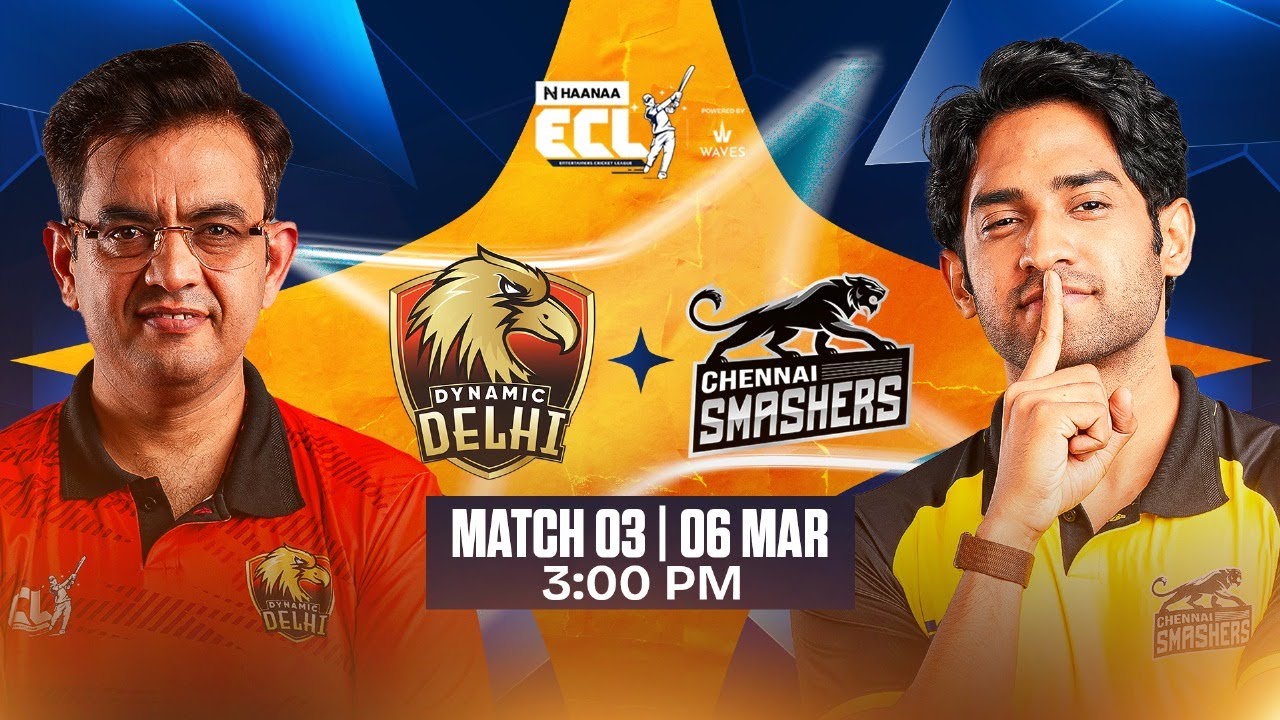 ECL Season 2 | Dynamic Delhi Takes on Chennai Smashers in Match 3 - YouTube