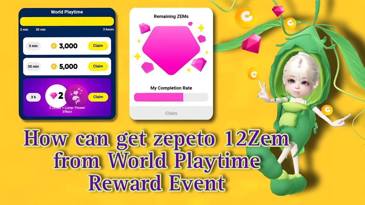 [Free Zem Event] How can get free ZEPETO 12Zem from World Playtime ...
