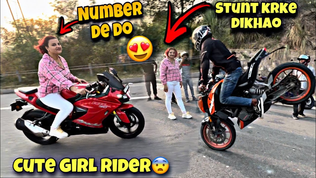 Cute Girl Rider Demands Stunts ♥️ Apache 310rr Youtube