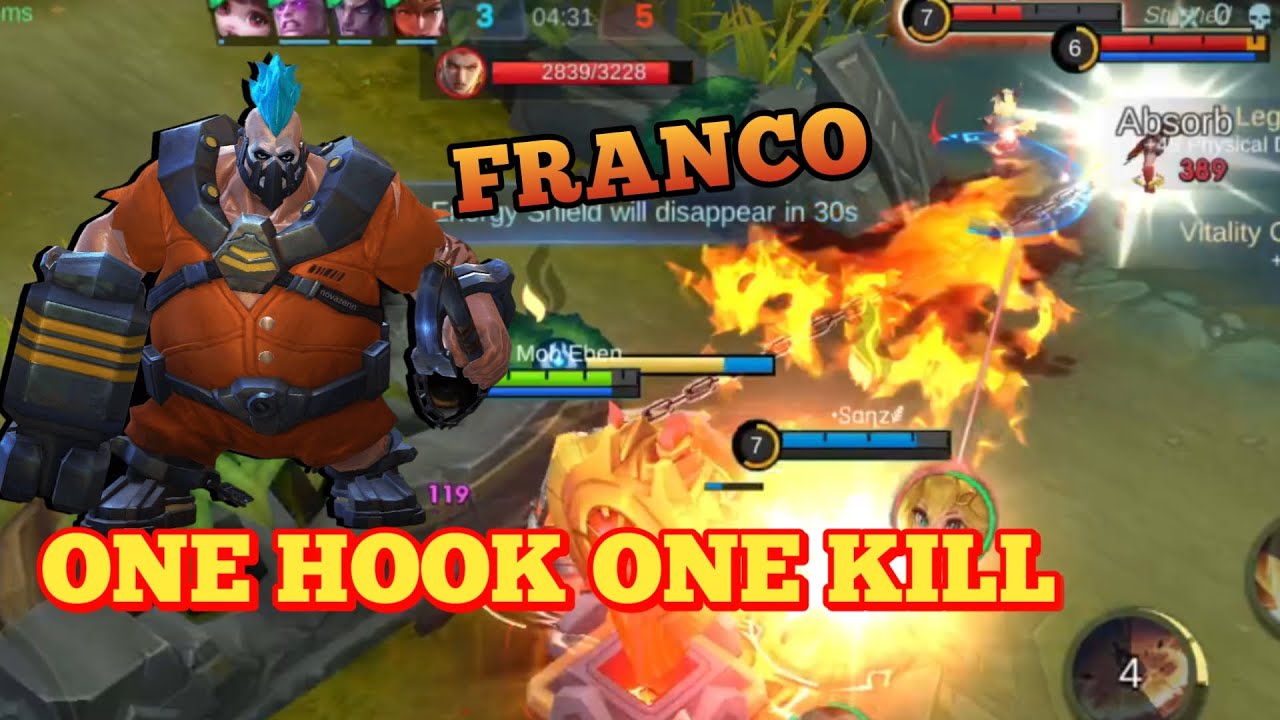 BEST FRANCO TANK + ROAM GAMEPLAY SOLO RANK | ONE HOOK ONE KILL FRANCO ...
