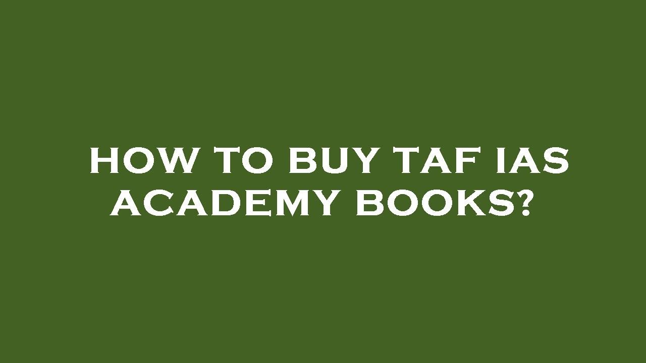 How to buy taf ias academy books? - YouTube