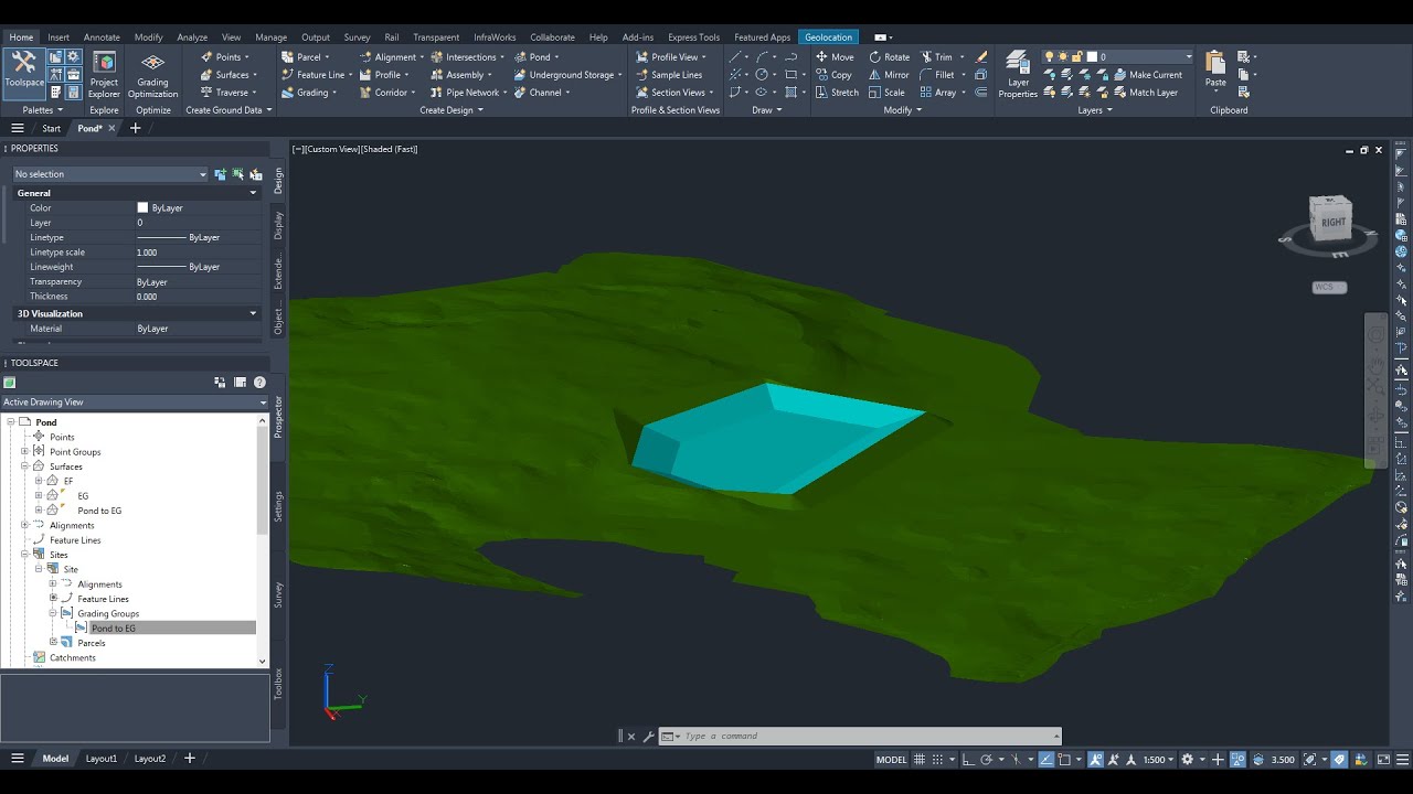Civil 3D 2026 - Creating Pond With Surface Reference - YouTube