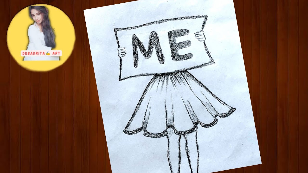 How to draw a easy girl holding a poster|| girl drawing| - YouTube