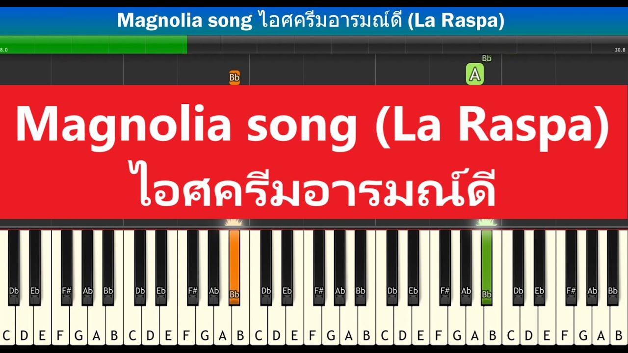 [สอนเปียโนแบบง่าย] Magnolia song ไอศครีมอารมณ์ดี (La Raspa) : Piano ...