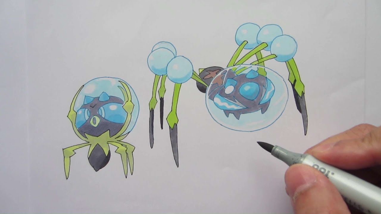 How to Draw Pokemon: No. 751 Dewpider, No. 752 Araquanid - YouTube