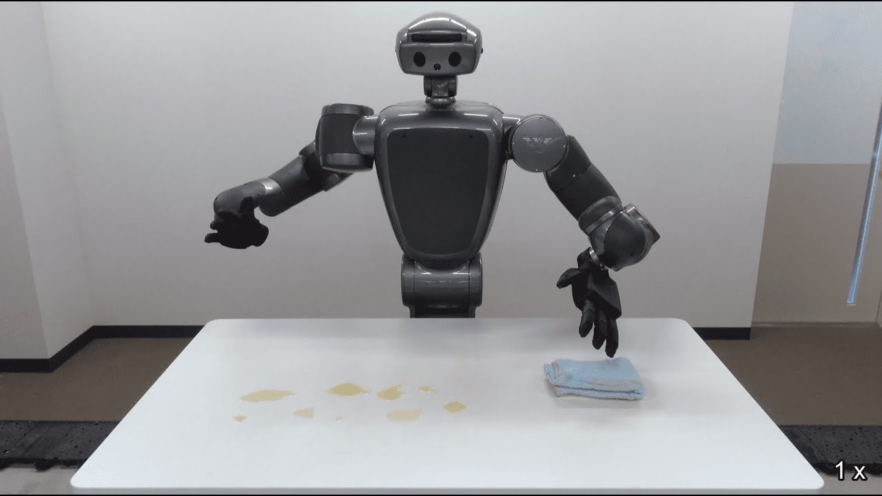 Torobo wiping a desk using impedance control - YouTube