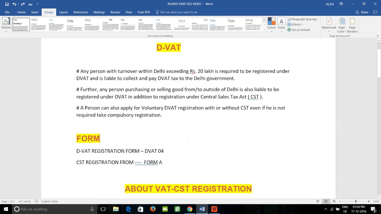 D-VAT TIN REGISTRATION PART A dvat 04 - sale tax @ hindi - YouTube