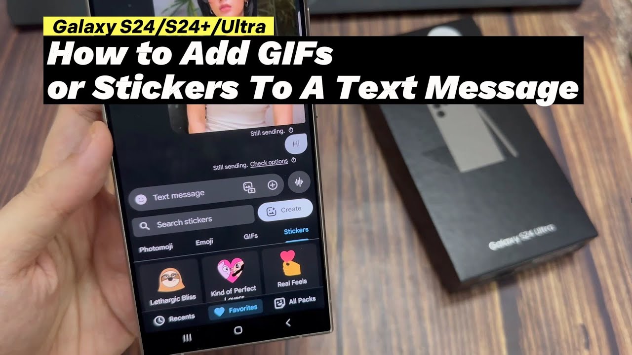 Samsung Galaxy S24/S24+/Ultra: How to Add GIFs or Stickers To A Text Message - YouTube