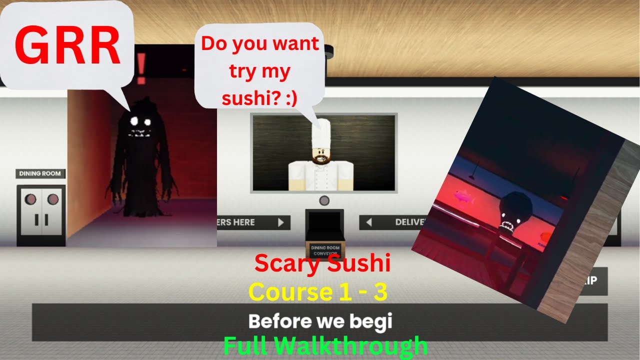 Roblox - Scary Sushi (Course 1 - 3) - Full Walkthrough - YouTube