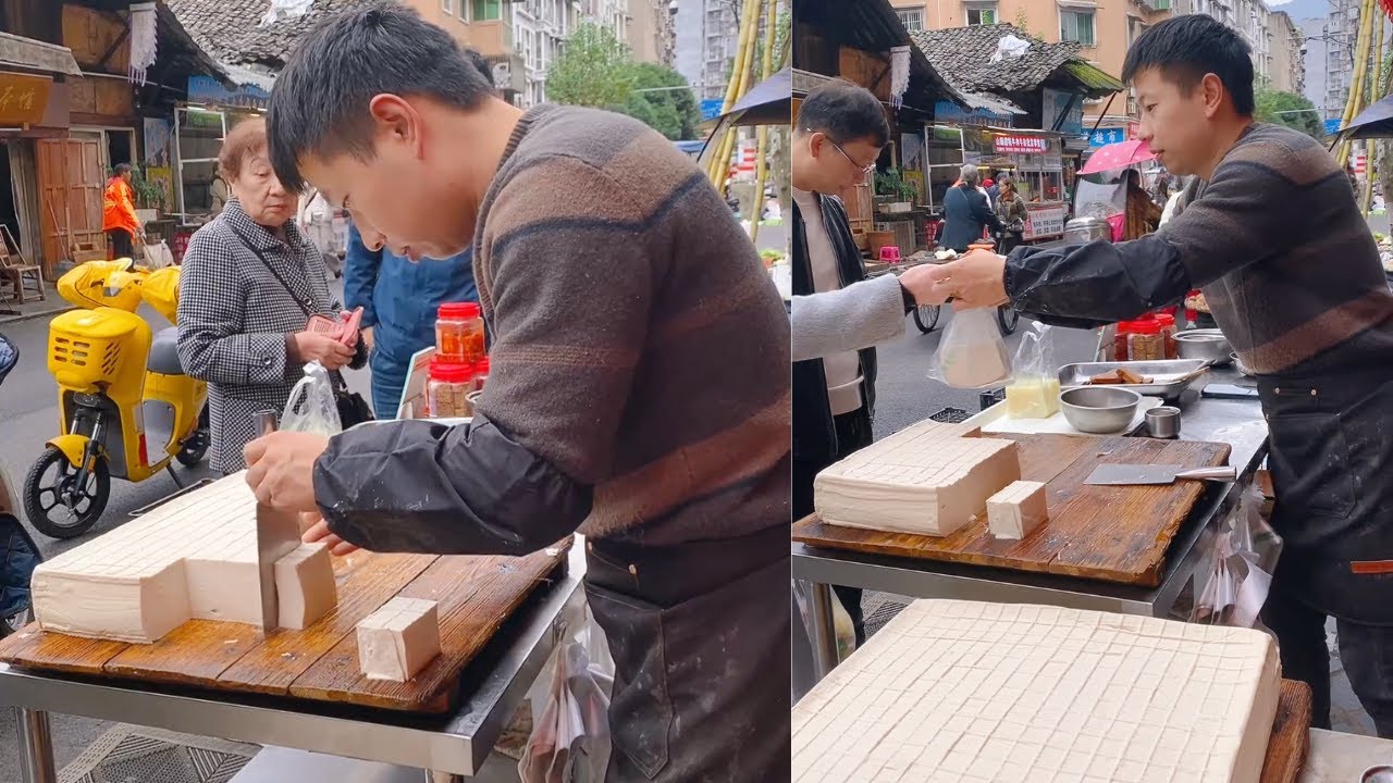 The stall sells tofu, which is freshly made and sold on November 9st ...