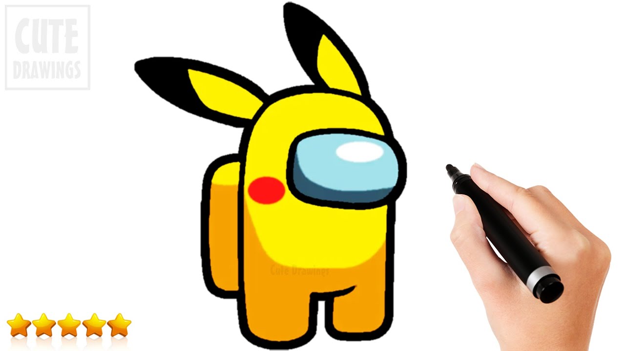 How to Draw 𝐏𝐈𝐂𝐊𝐀𝐂𝐇𝐔 AMONG US ϞϞ(๑⚈ ⚈๑) CHARACTERS DRAWING - YouTube
