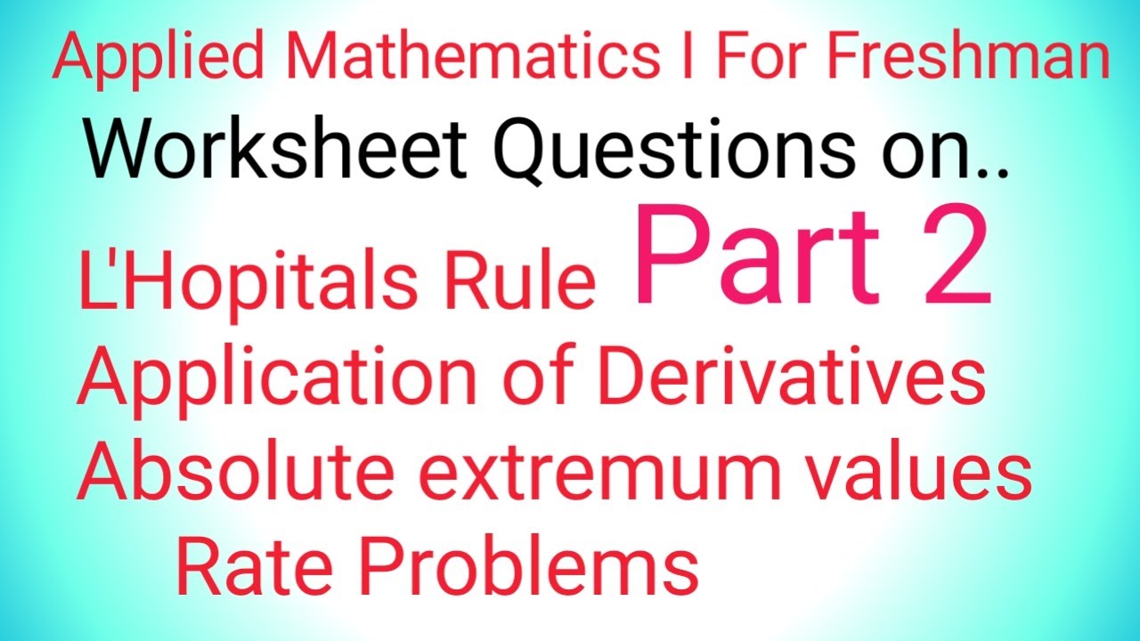#ASTU_APPLIED_MATHEMATICS_ONE #L'Hopitals_Rule_ #Application_of ...