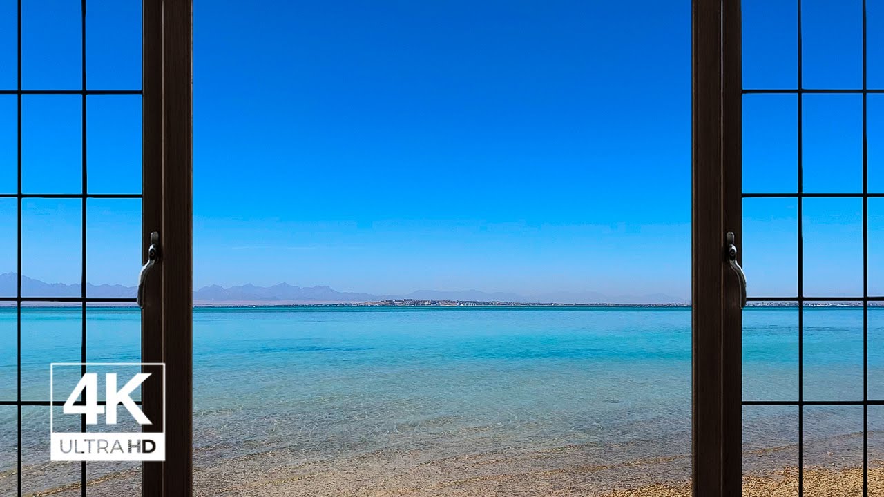 4k Egypte Beach Window Scene - Relaxing, Calming, Ambience, white noise ...