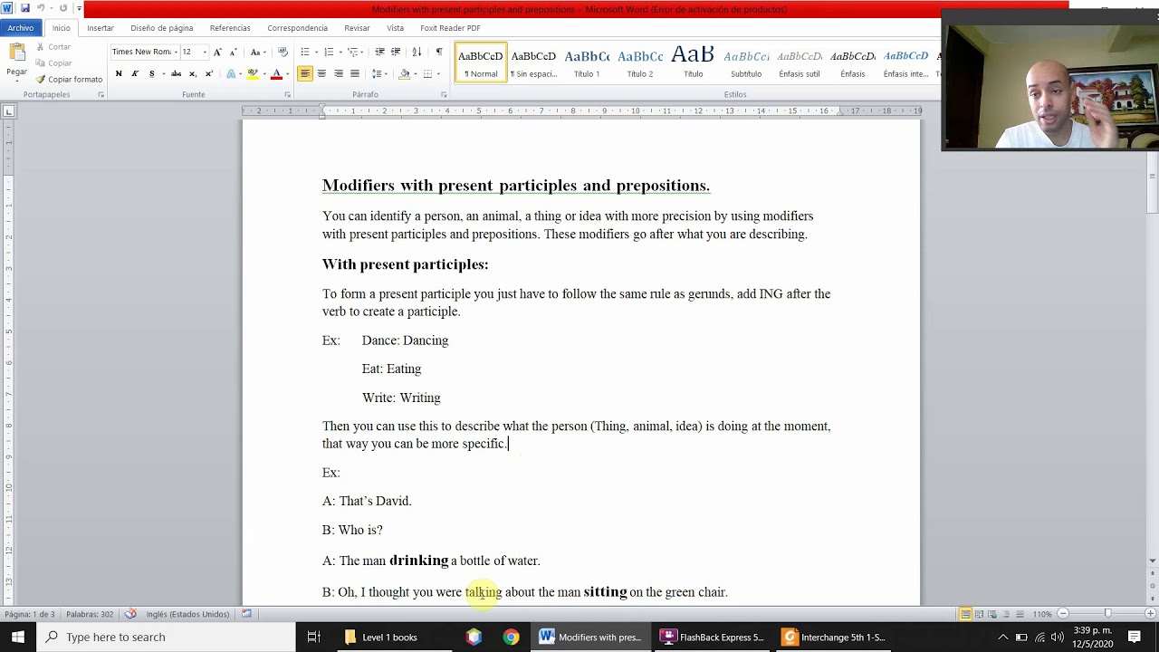 Modifiers with present participles and prepositions - YouTube