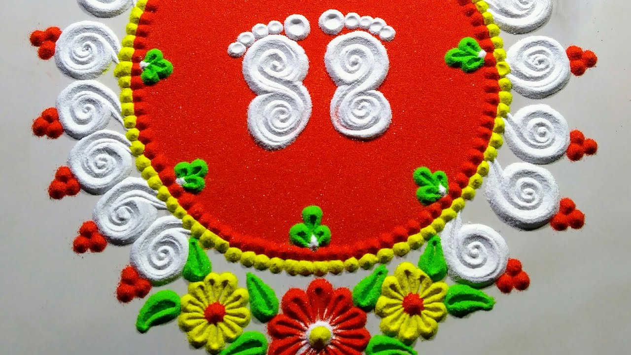 Navratri Day 2 Orange Color Rangoli 2020 l Easy & Beautiful Rangoli ...