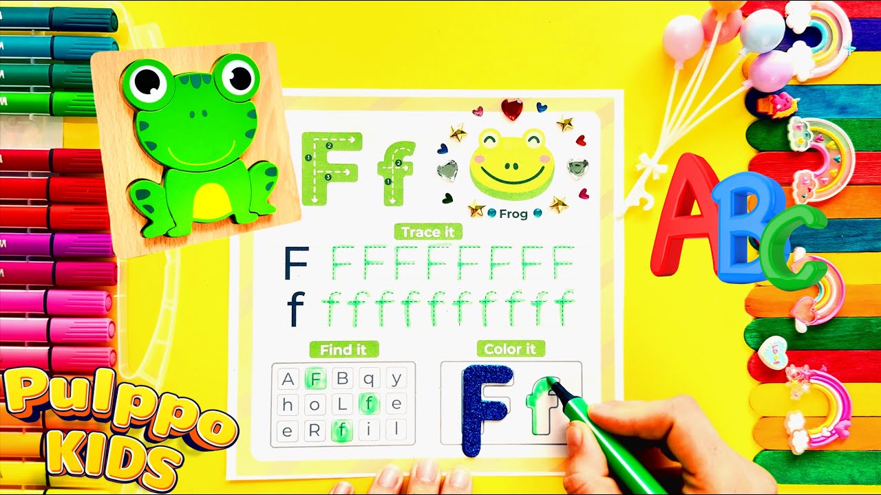 How to Write Letter Ff 🐸 Frog💖English Alphabet for Kids📚Learning Letter ...