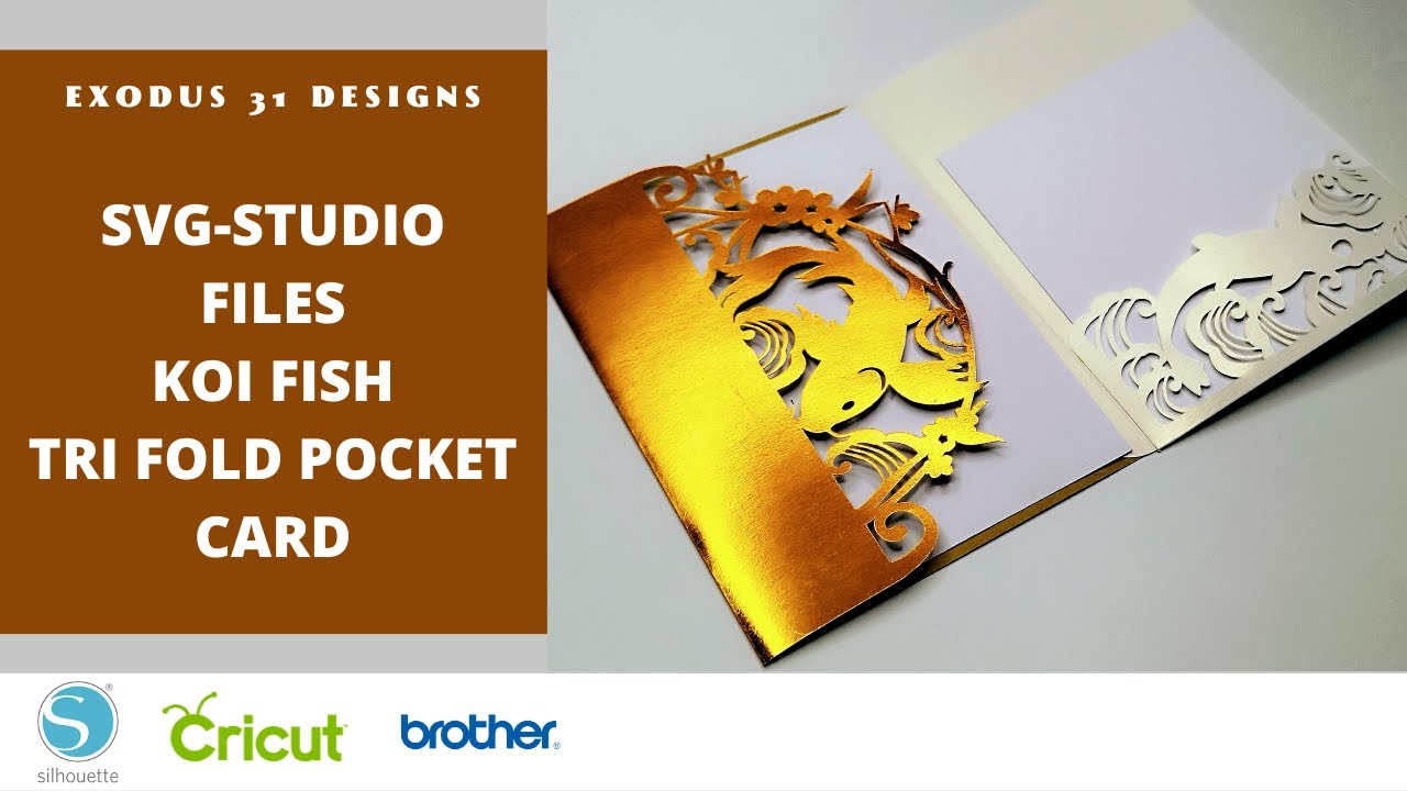 koi fish Tri Fold Pocket Card template cut files - YouTube