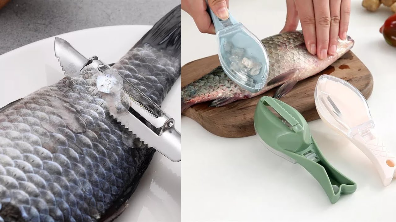 Fish Scale Scraper with Cover Fast Remove Fish Knife Cleaning Peeler ...