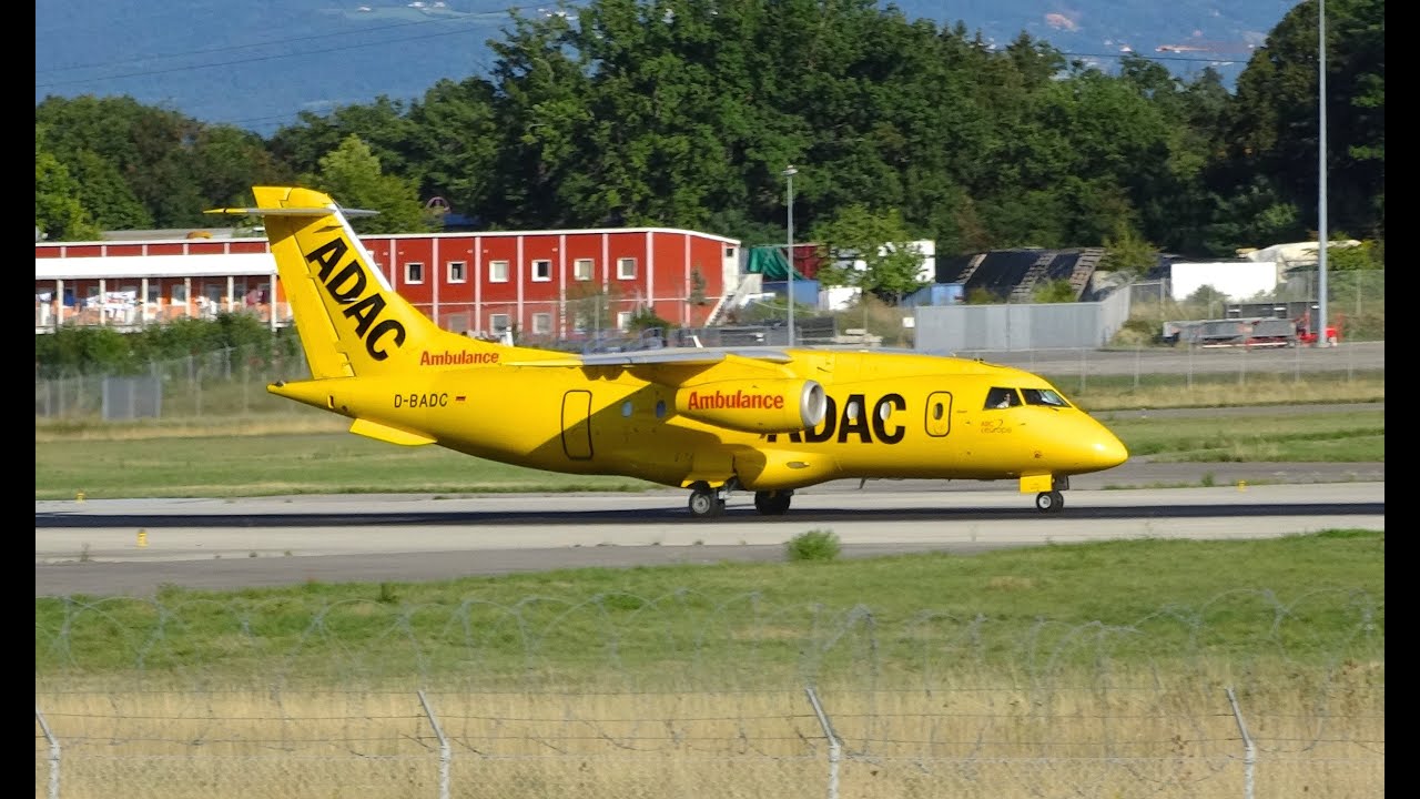 [Full HD] ADAC Ambulance Dornier 328 [D-BADC] take off in GVA / LSGG ...