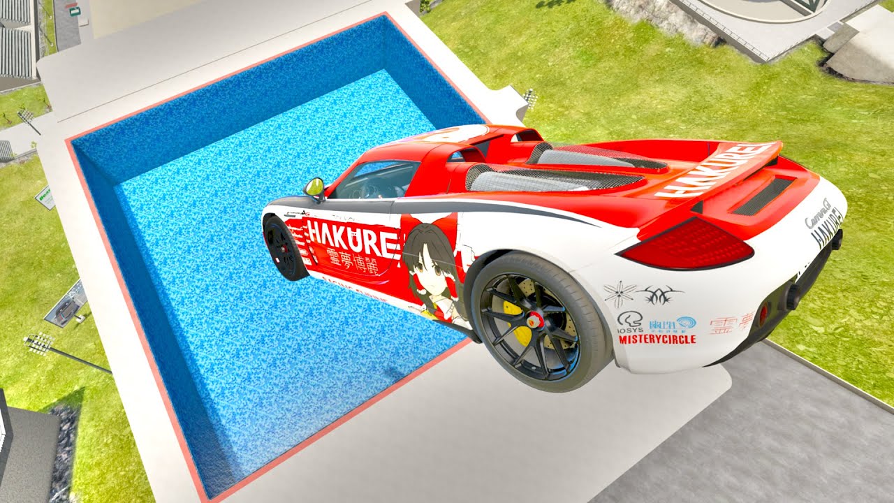 High Speed Car Jumping In Pools #68 - BeamNG.drive - YouTube