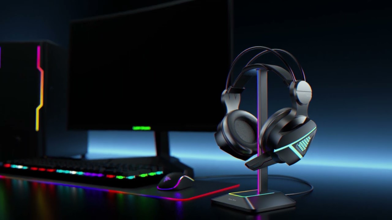 New Bee - RGB Headphone Stand Z8 - YouTube