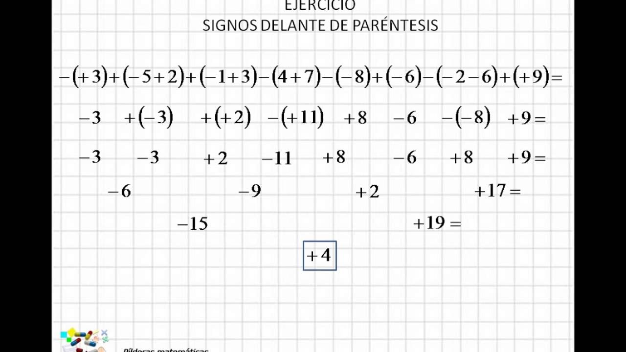 08 Ejercicios signos delante de paréntesis - YouTube