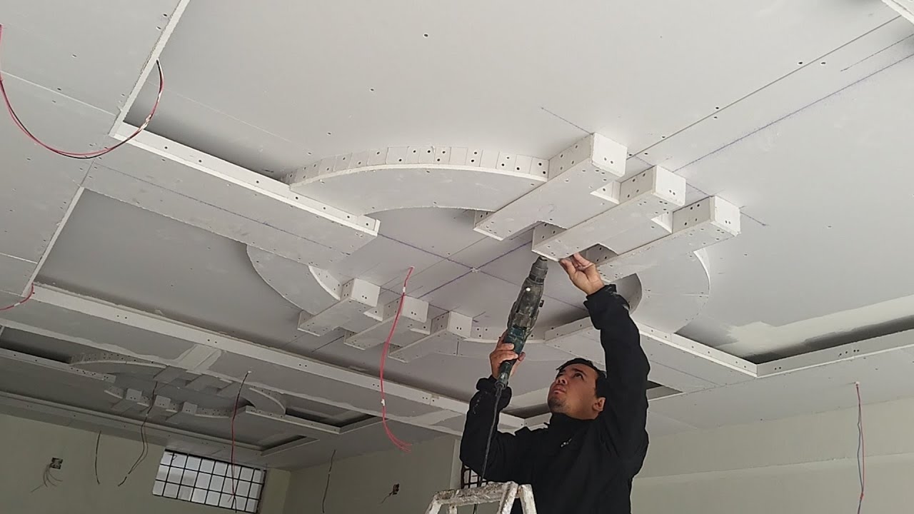 how to make round magnet ceiling design in gypsum with gypsum LED light ...