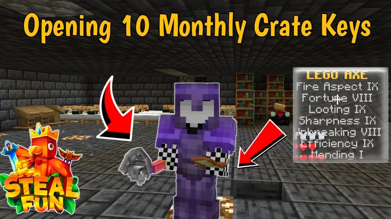Opening **10 MONTHLY CRATE KEYS** in StealFun Minecraft Lifesteal SMP ...