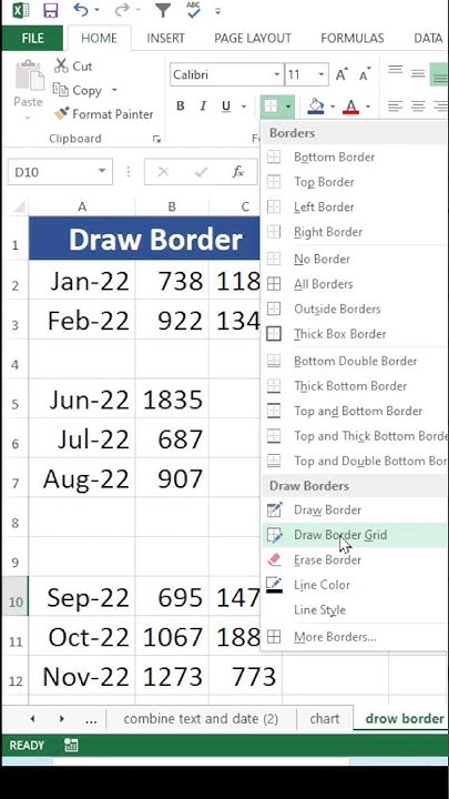 How to Draw a Border Grid in Excel - Step by Step Tutorial #excel - YouTube