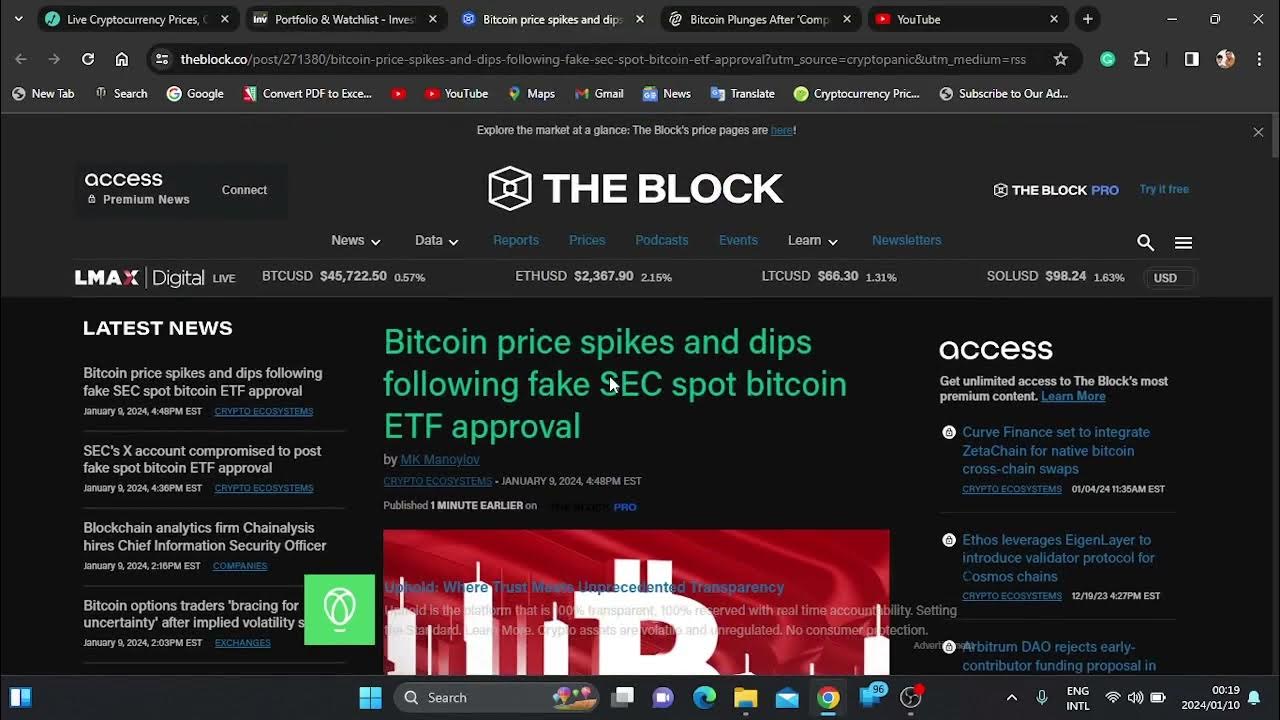 Bitcoin Plunges After 'Compromised' SEC Twitter Account Tweets Fake ETF Approval - YouTube
