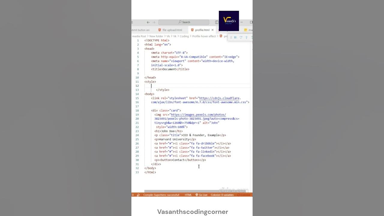 Profile Card Using HTML CSS Designing Stunning and Responsive Cards #html #csstutorial #css ...