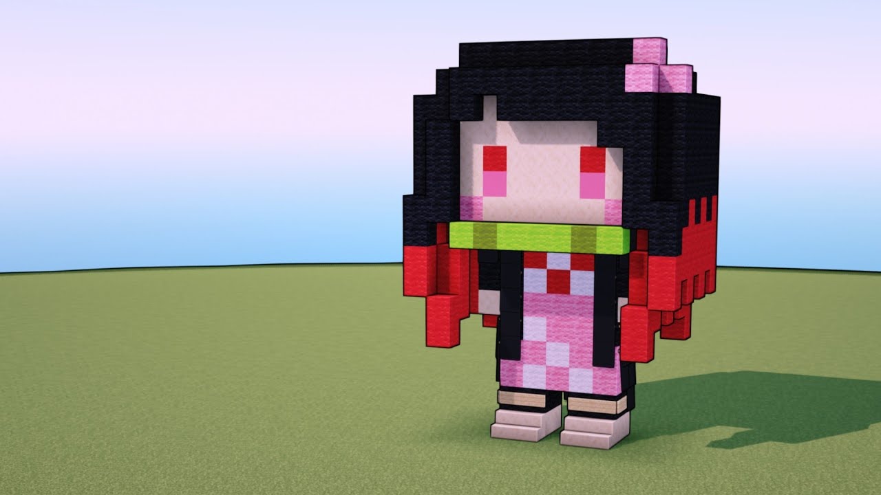 마인크래프트 건축 강좌 귀여운 네즈코 캐릭터 집 만들기 Minecraft How to Build a cute Nezuko ...