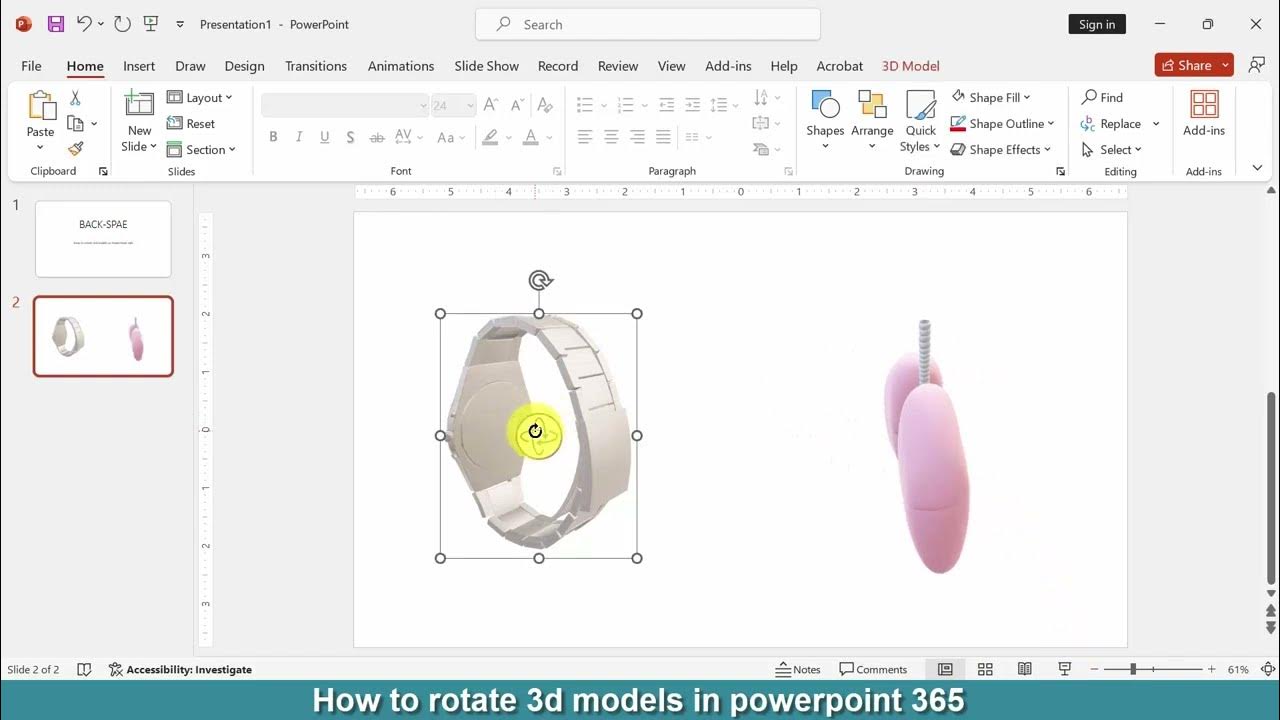 How to rotate 3d models in PowerPoint 365 - YouTube