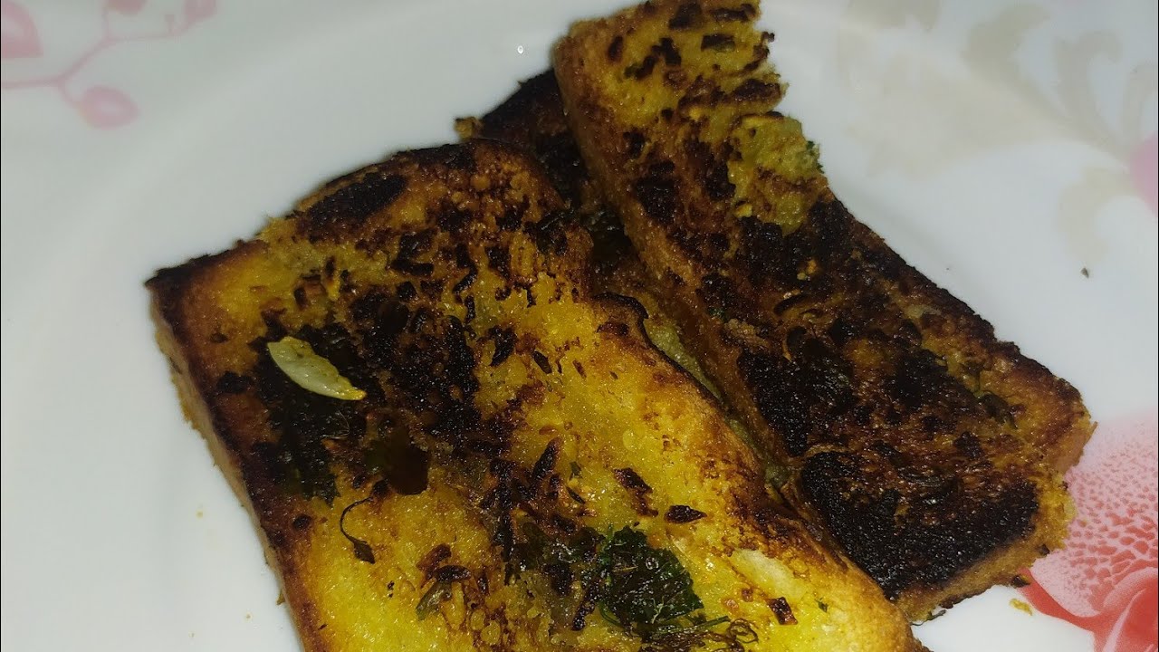 Garlic bread|| 2mins breakfast or evening snack|| crispy garlic bread ...