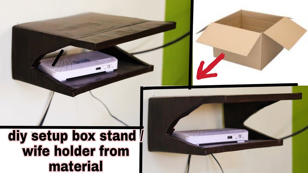 Setup box stand / Wifi holder from cardboard || diy cardboard box craft ...