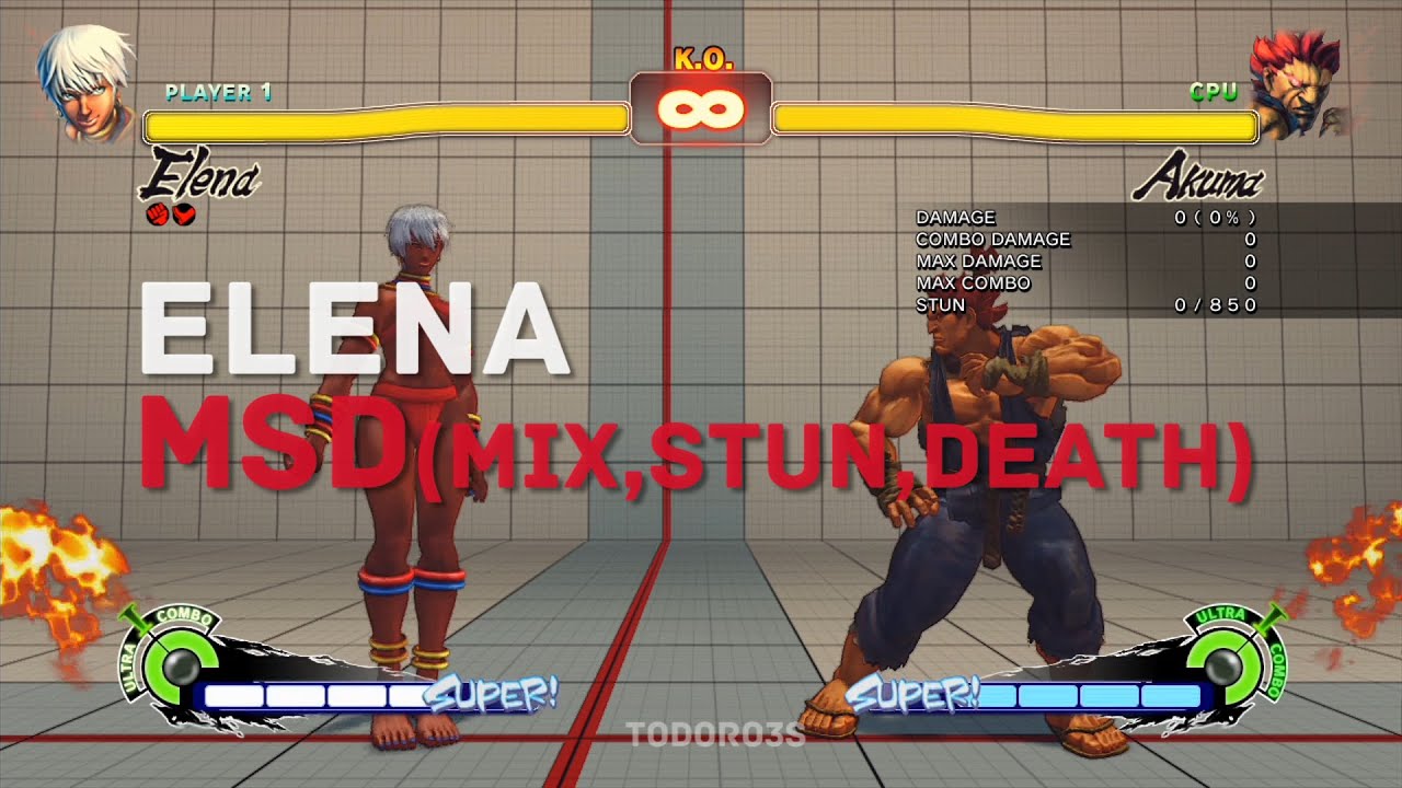 USF4 Elena MSD (Mixup, Stun, Death) - YouTube