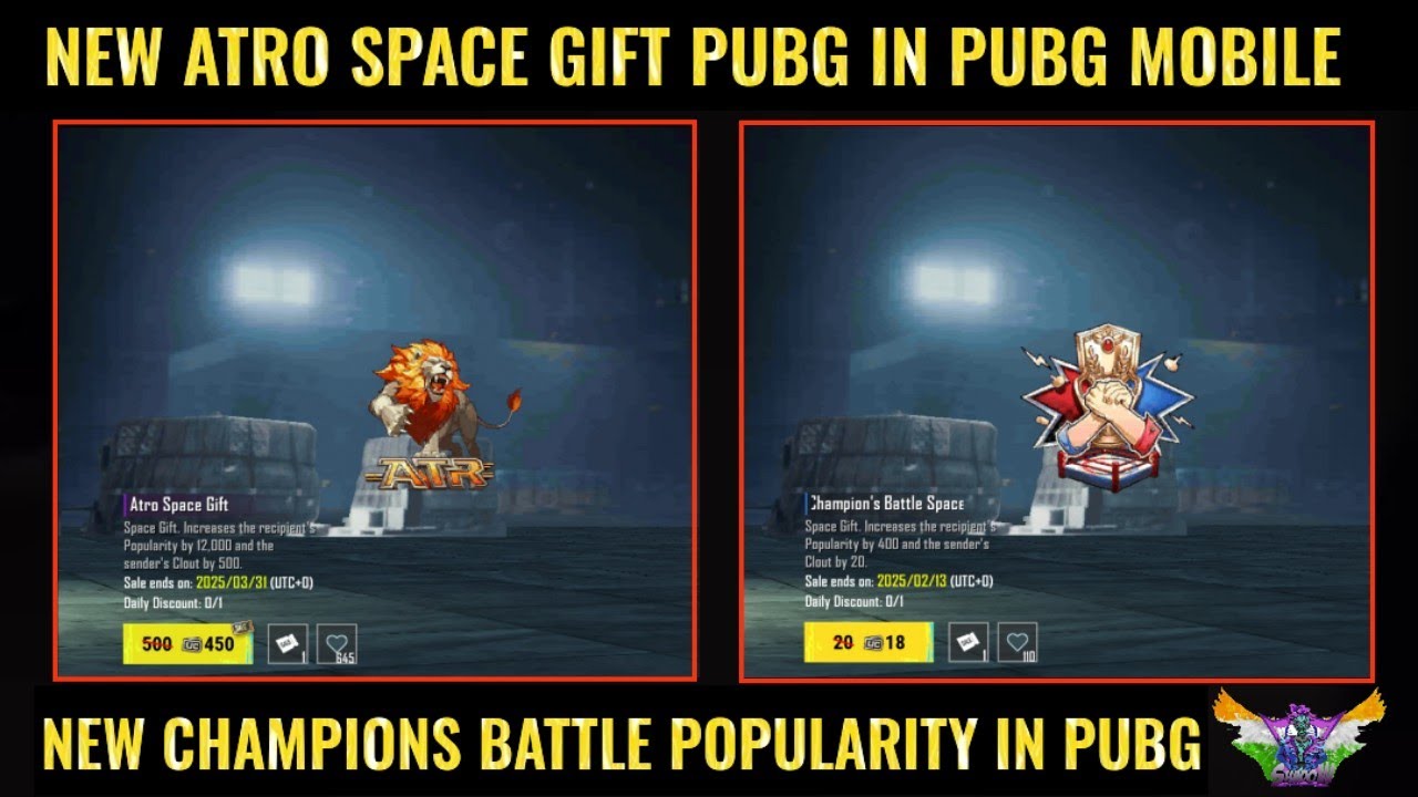 NEW CHAMPIONS BATTLE POPULARITY IN PUBG MOBILE || NEW ATRO SPACE GIFT ...