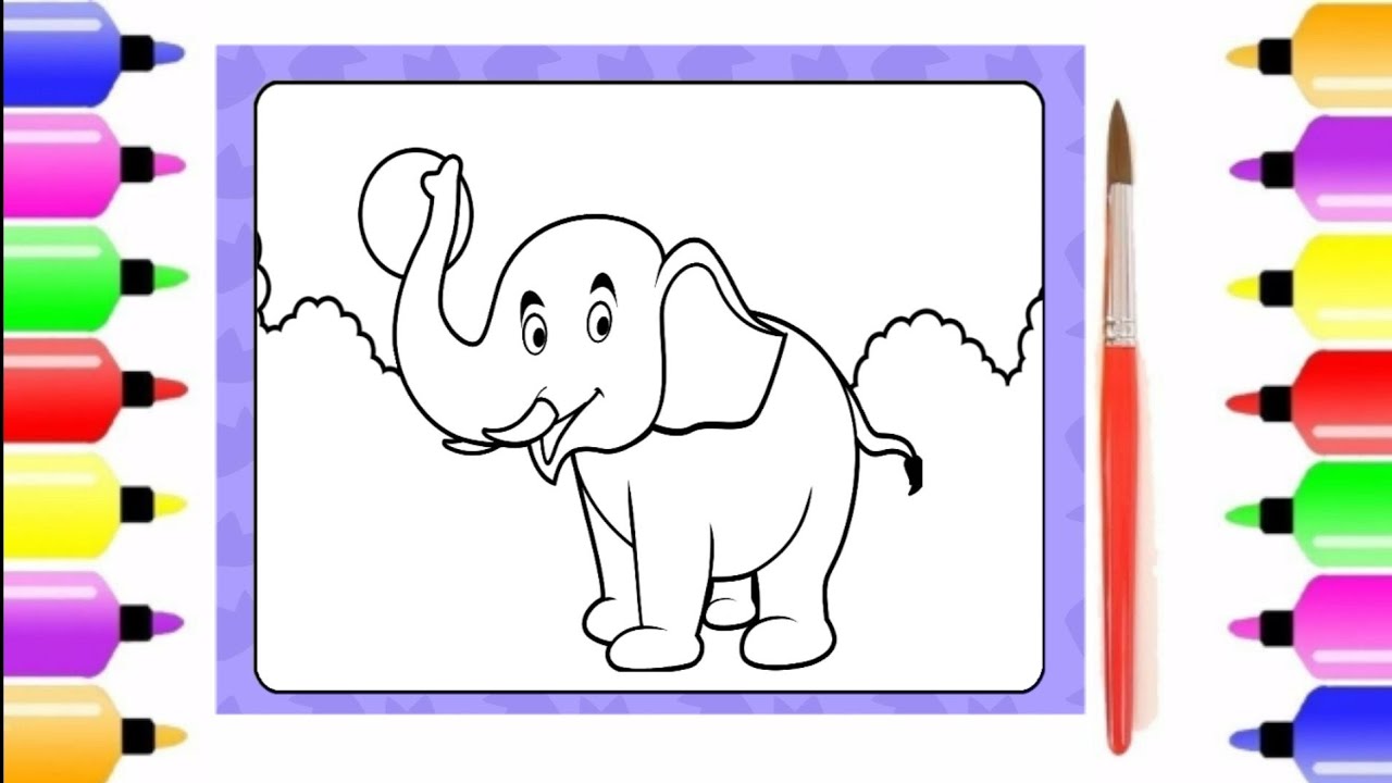 Mewarnai gambar gajah// how to draw elephant kind full colour - YouTube